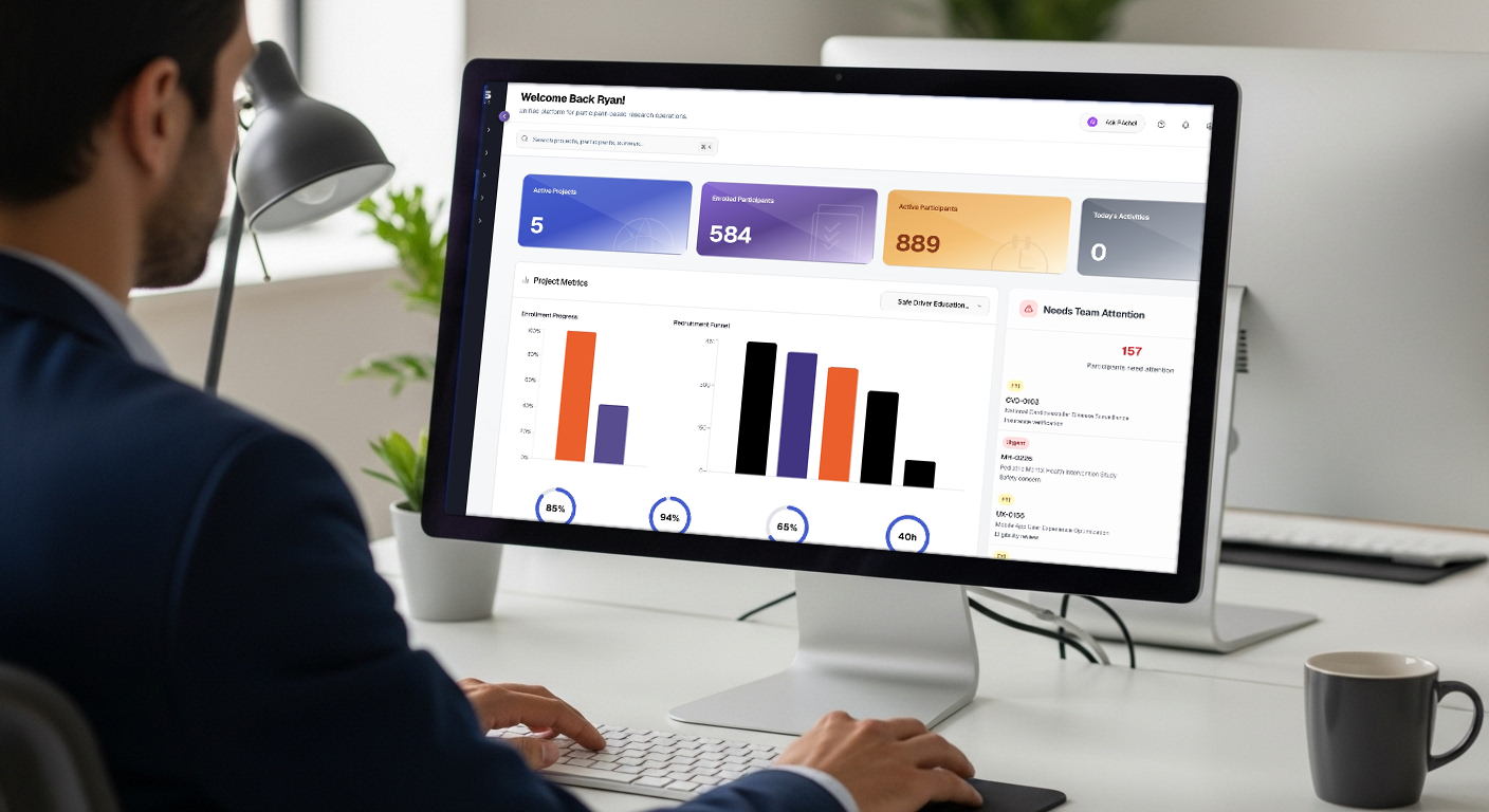 Professional working on Aims Research Platform